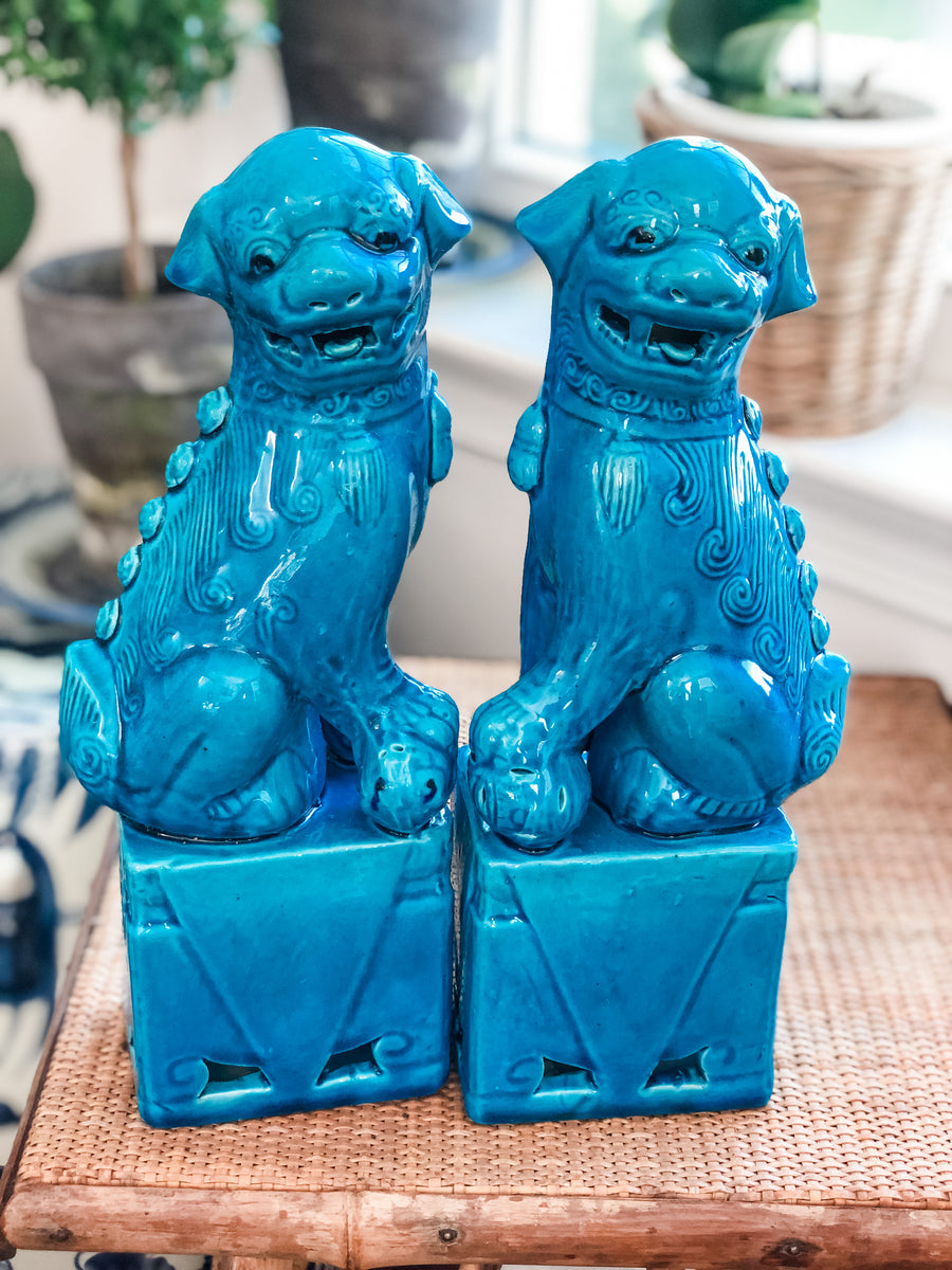 SHIPS AFTER 4/29:Pair of Lovely 10" Turquoise Foo Dogs – Affordably ...