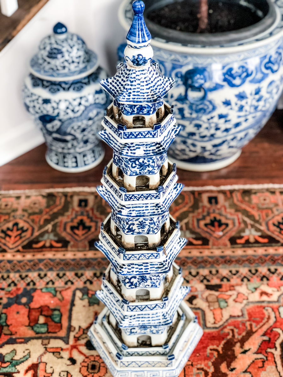 Stunning 6-Tier Porcelain Pagoda – Affordably Chic Art